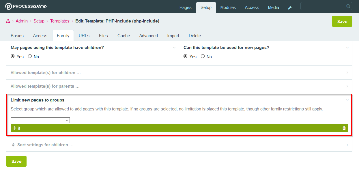 Github Bitpoettemplategroups Processwire Module That Allows Limiting Templates For New Pages